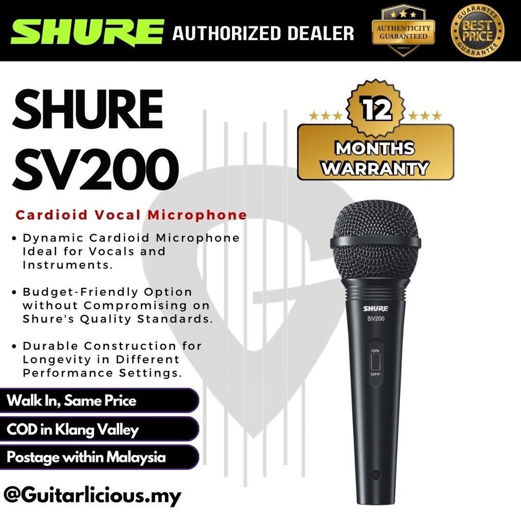 Shure SV200 Dynamic Vocal Microphone( SV 200 / SV-200) | Shopee Singapore