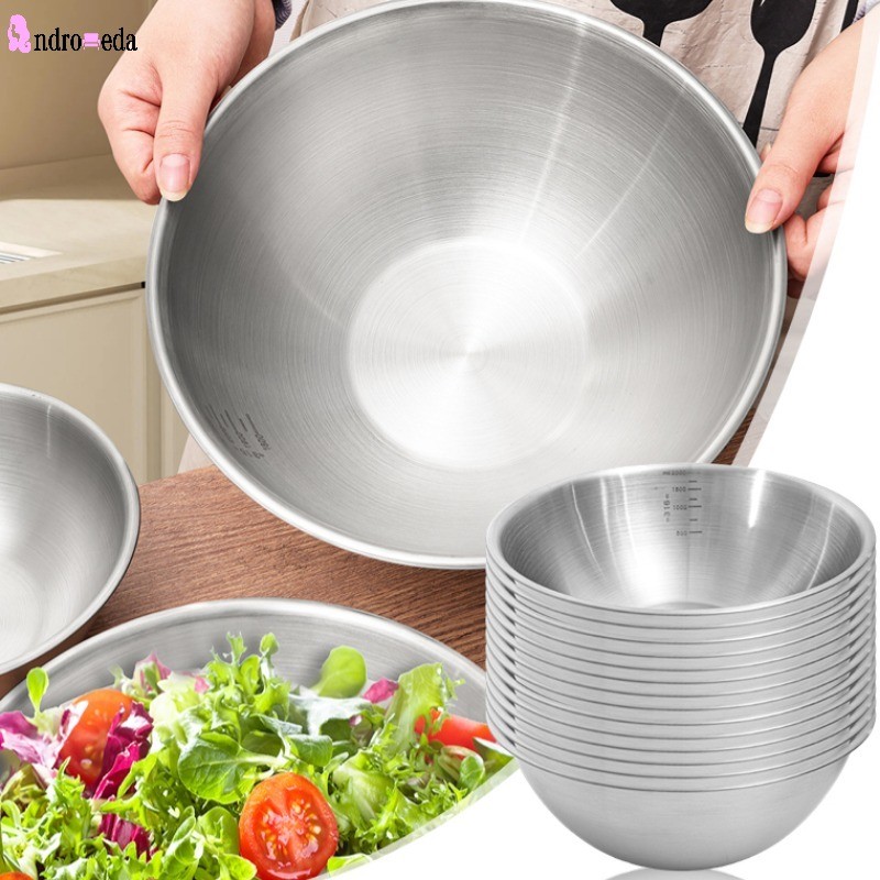Stainless Steel Large Capacity Flat Bottomed Cooking Basin Metal Salad ...