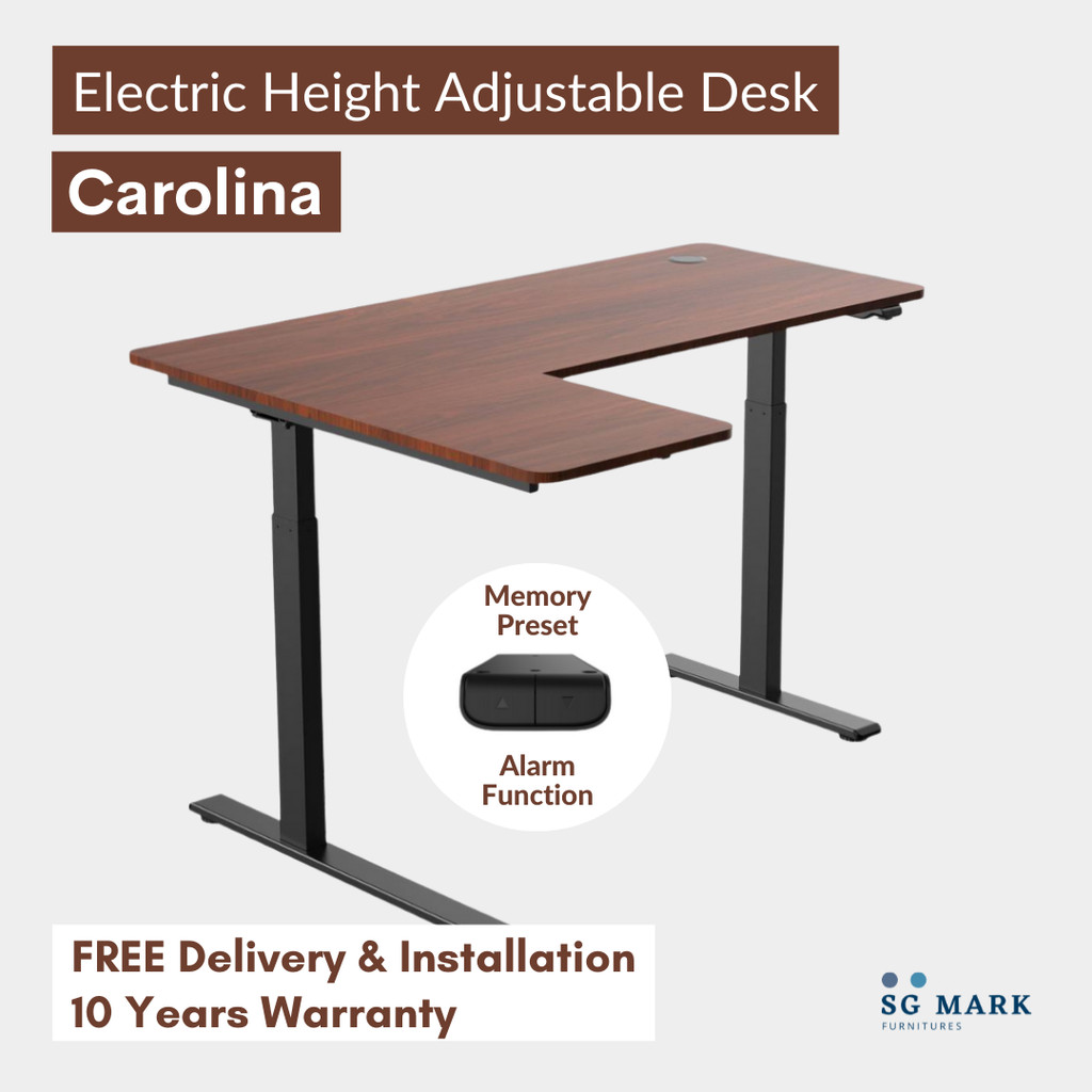 Electric Height Adjustable Table L-Shaped Work & Study Table with ...