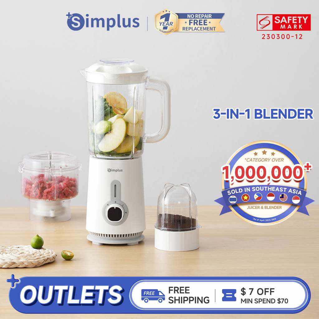 Simplus Blender 1.25L 3 in 1 Food Processor Juicer, Meat Grinder ...