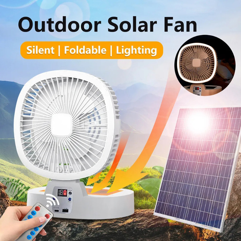 [Ready Stock] Solar Camping Fan Strong Wind Folding Desktop Fan Camping ...