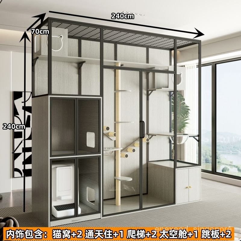 Pet Cabinet Large Cat Cage Home Cat Villa Large Space Luxury Glass Cat ...