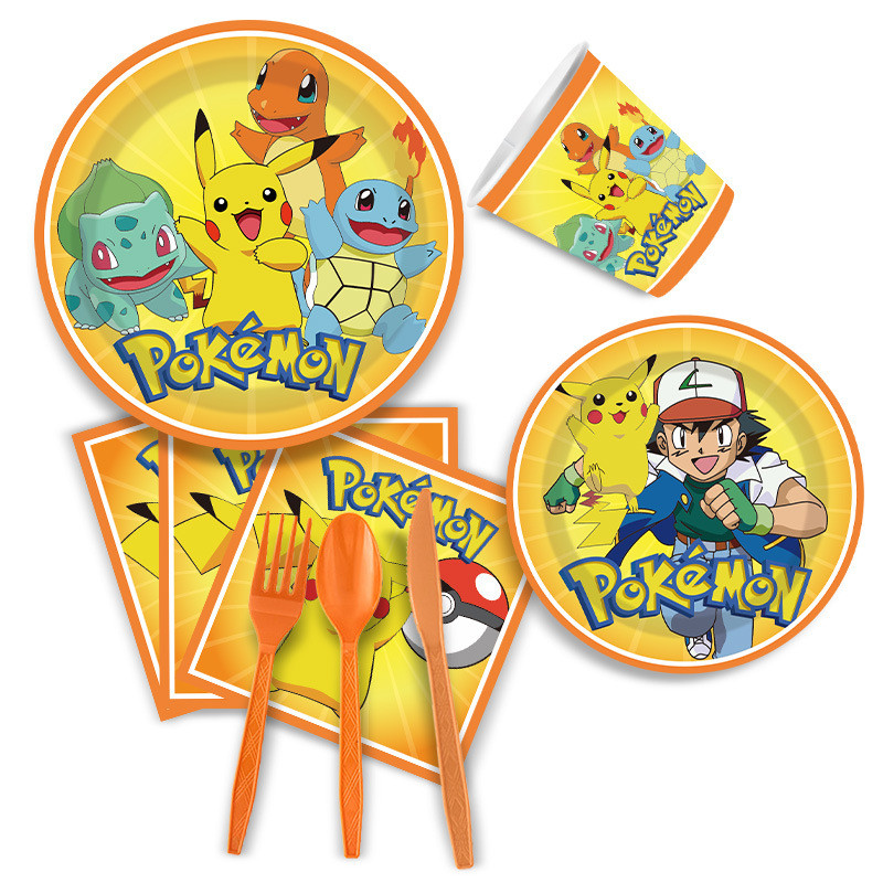 1-Pack Pikachu Pokémon Ash Birthday Party Disposable Tableware Set ...