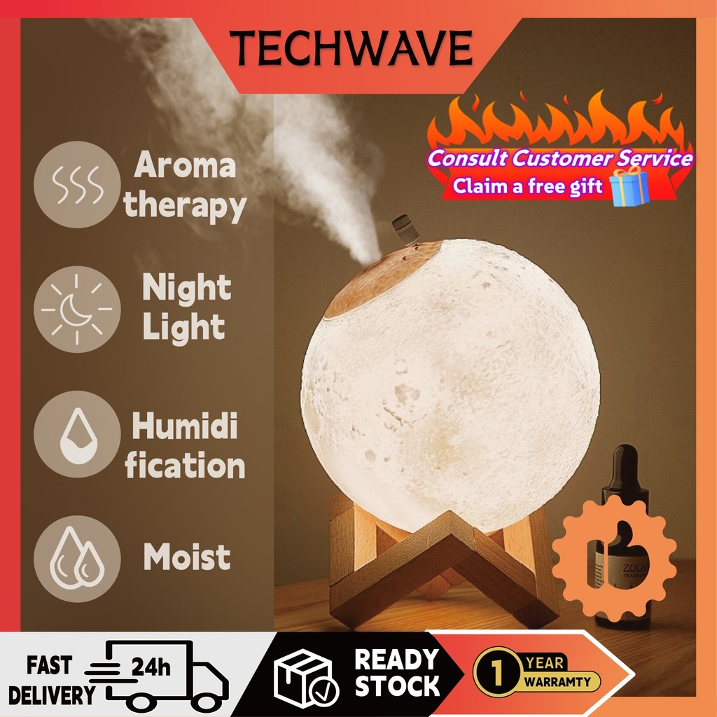 TWSG 3D Moon Air Humidifier 880ml Electric Aroma Diffuser Ultrasonic ...