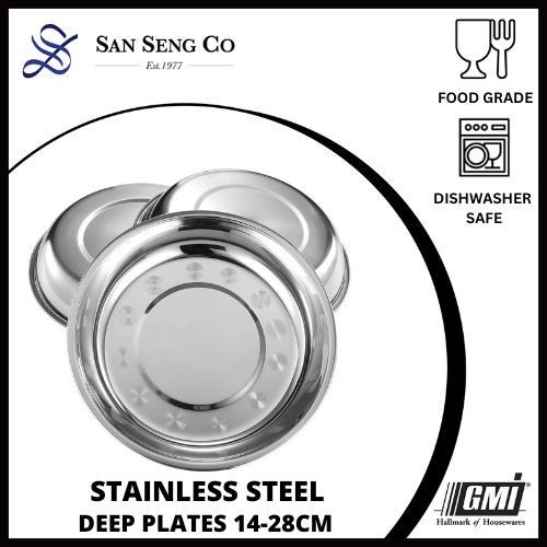 GMI Stainless Steel Deep Plate 14-28CM Stackable Plates -Thickened ...