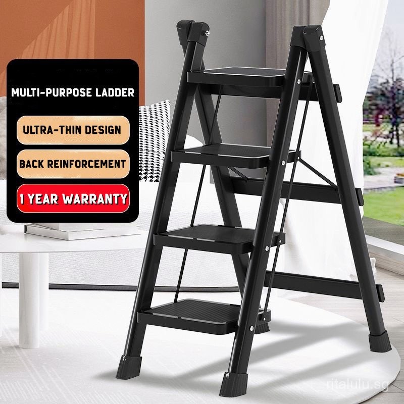 【SG local send】ladder/ladder foldable/step ladder/step stool/black ...