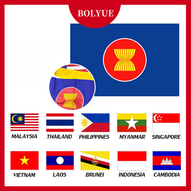 ASEAN Flag Countries 90*150cm/3*5Feet Singapore/Malaysia/Indonesia ...