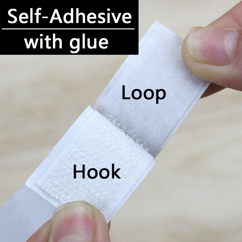 20-50mm White 1/3/5/10Meter Strong Self Adhesive Hook and Loop Magic ...