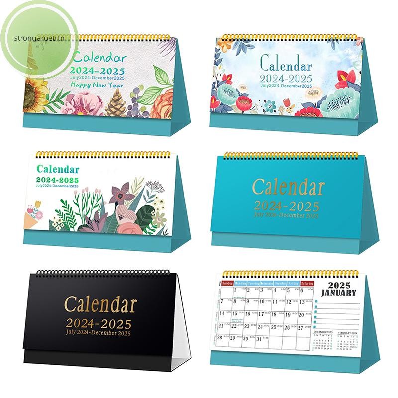 strongaroetrtn Desk Calendar 2024-2025 Standing Flip 18 Months Calendar ...