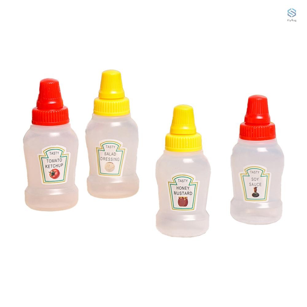 4 Pieces Small Ketchup Bottle Condiment Squeeze Bottles Empty Plastic ...