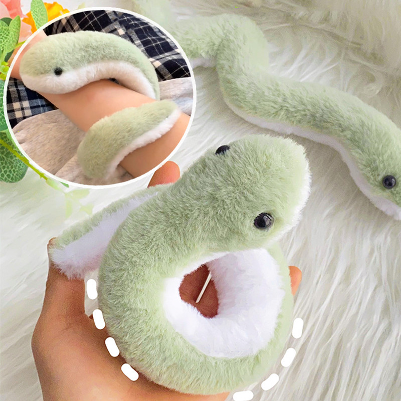 Green Plush Snake Toy Deformable Doll Children Cute Doll Decoration ...
