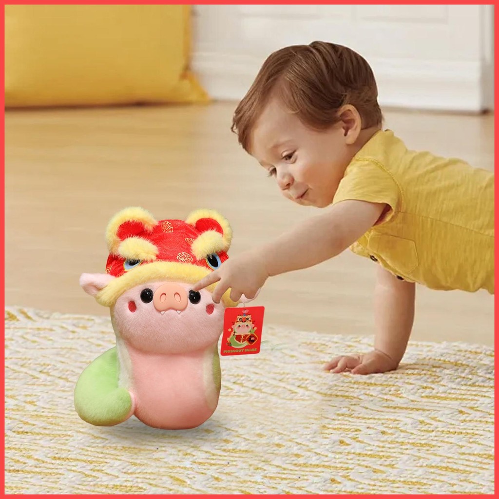 Stuffed Snakes Plush Chinese New Year Standing Snake Wearing Lion Hat ...