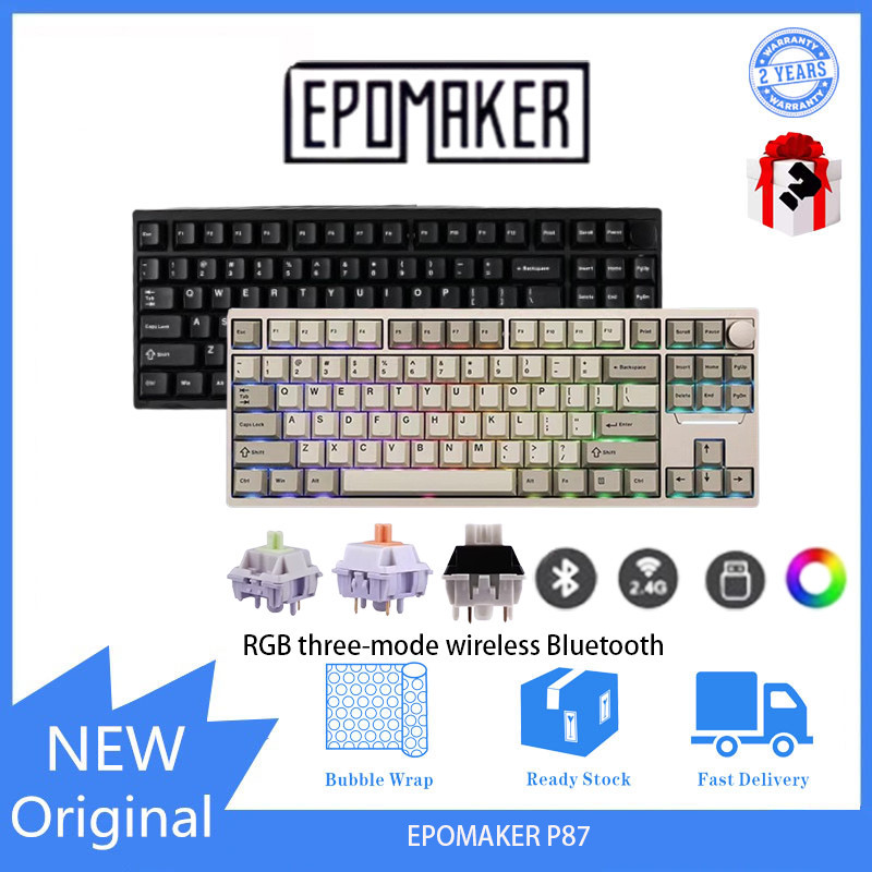 EPOMAKER P87 RGB three-mode wireless bluetooth aluminum keyboard ...