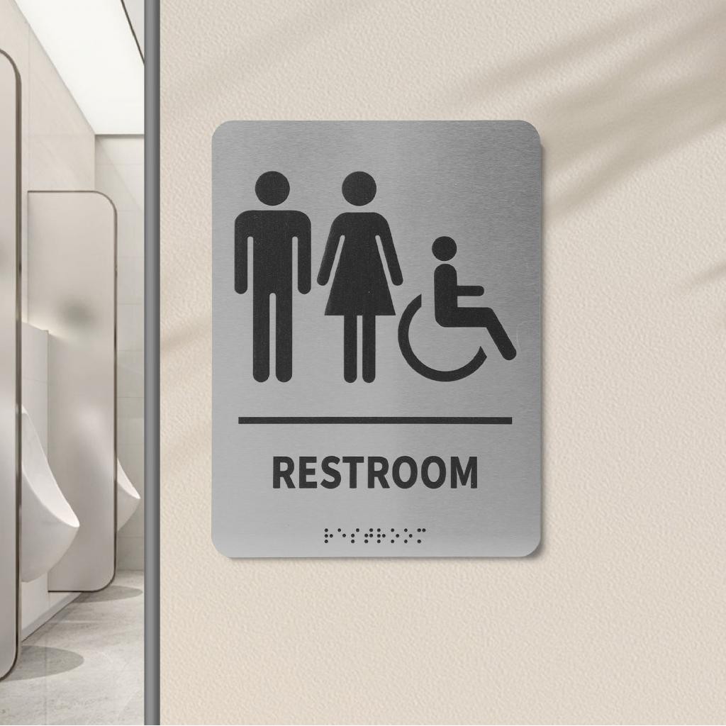Buybest1 Raised Icons Braille Toilet Sign Male Female Restroom Brushed ...
