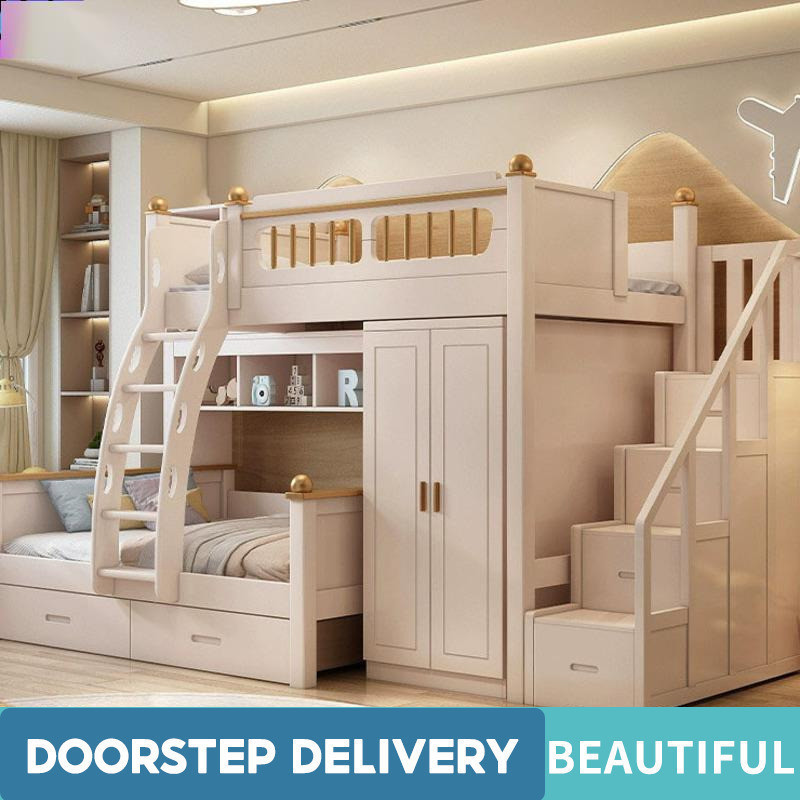 Bunk Bed Staggered Bed Bunk Bed All Solid Wood Thickened Staggered Bunk ...