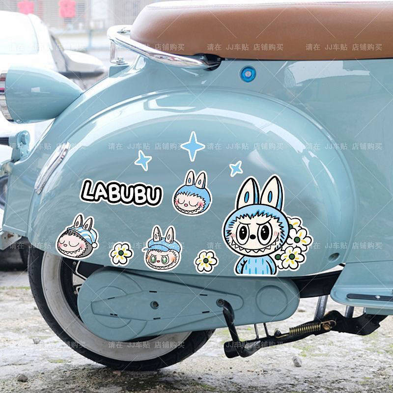 Cute Labubu Automobiles Curtain Electric Car Stickers Pop Mart ...