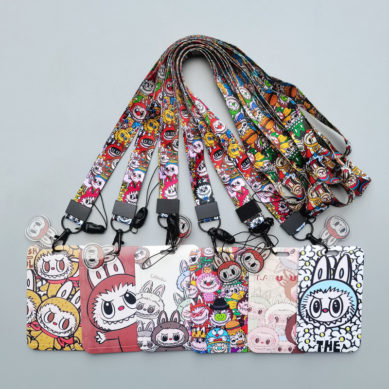 Cute cartoon labubu ID card holder hanging rope | Shopee Singapore