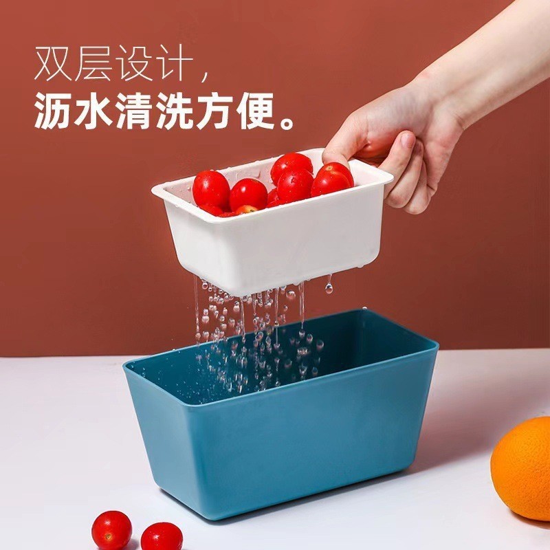 Double-Laier Fruits Tray Square Draining Basket Melon Seed Peel Storage ...