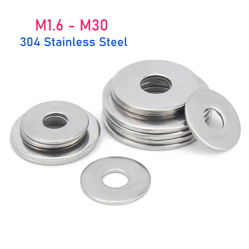 M1.6 M2 M2.5 M3 M4 M5 M6 M8 M10-M30 304 Stainless Steel Flat Washer Shim Metal Plain Gasket ...