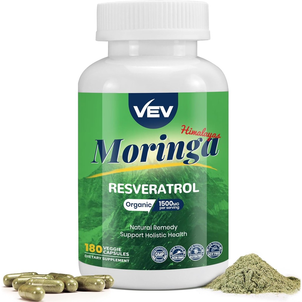 VEV Moringa Capsules – Cold-Dried Leaf with Turmeric & Resveratrol ...