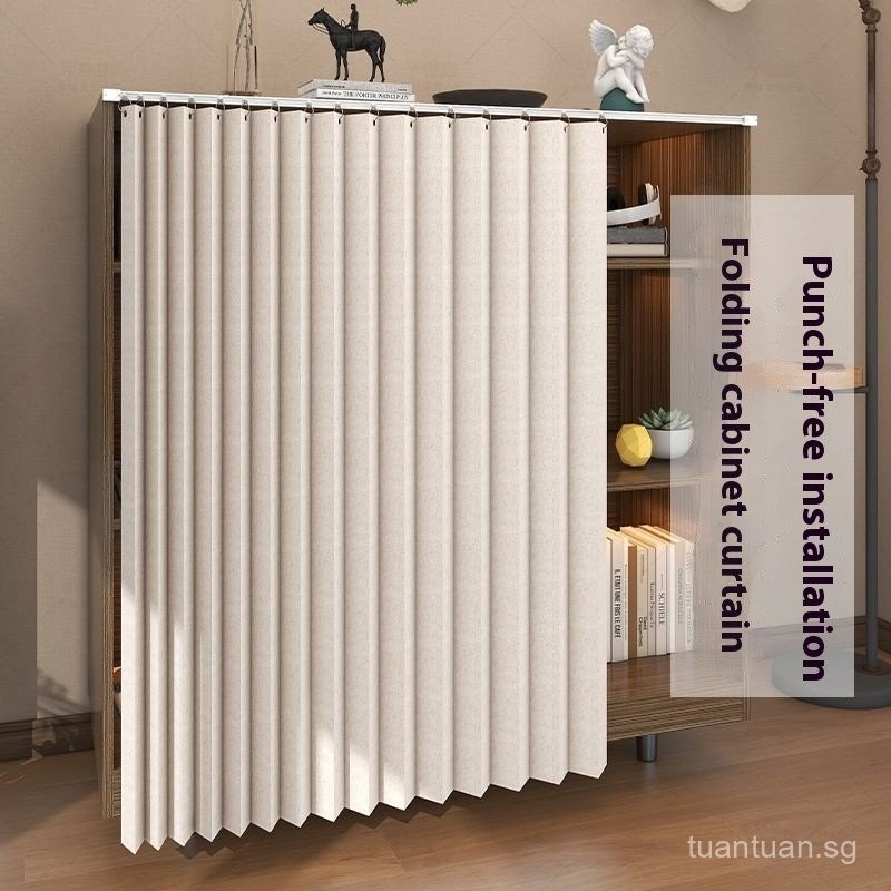 No-Door Cabinet Cover Curtain, No-Drill Dustproof Invisible Folding ...