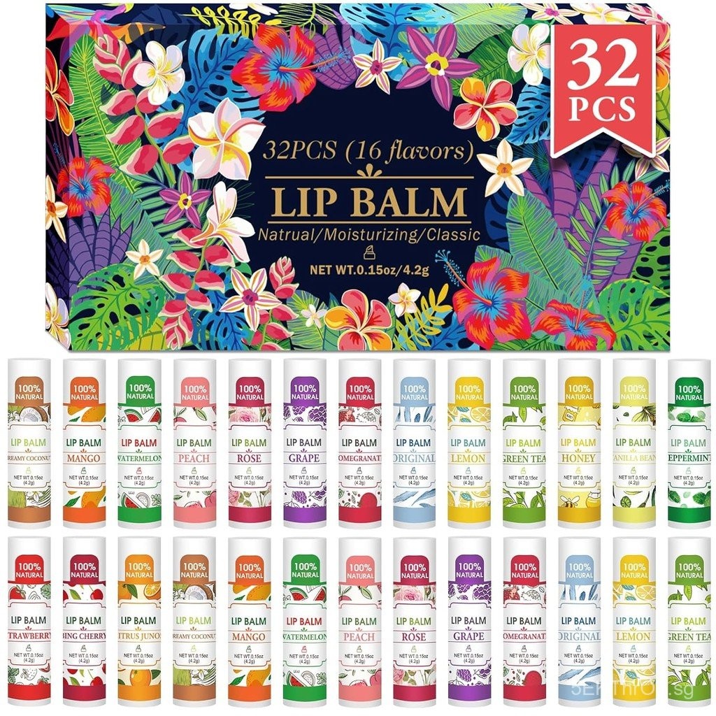 32 Pack Lip Balm, Natural Lip Balm Bulk with Vitamin E and Coconut Oil ...