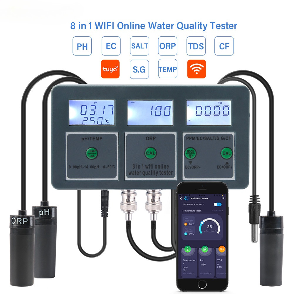 8 in 1 Smart WlFl Water Quality Meter Multifunctional Water Detector ...