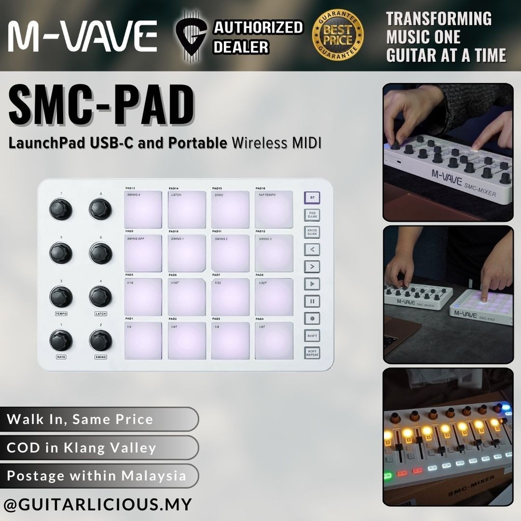 M-VAVE SMC-PAD LaunchPad USB-C and Portable Design Wireless MIDI ...