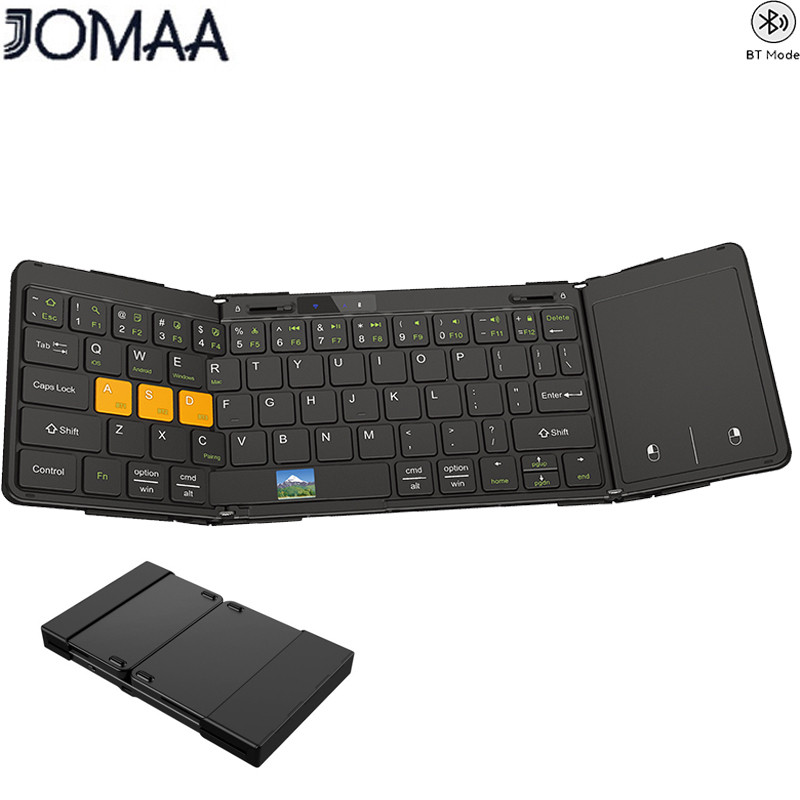 Jomaa Foldable Bluetooth Keyboard with Touchpad Wireless Folding Travel ...
