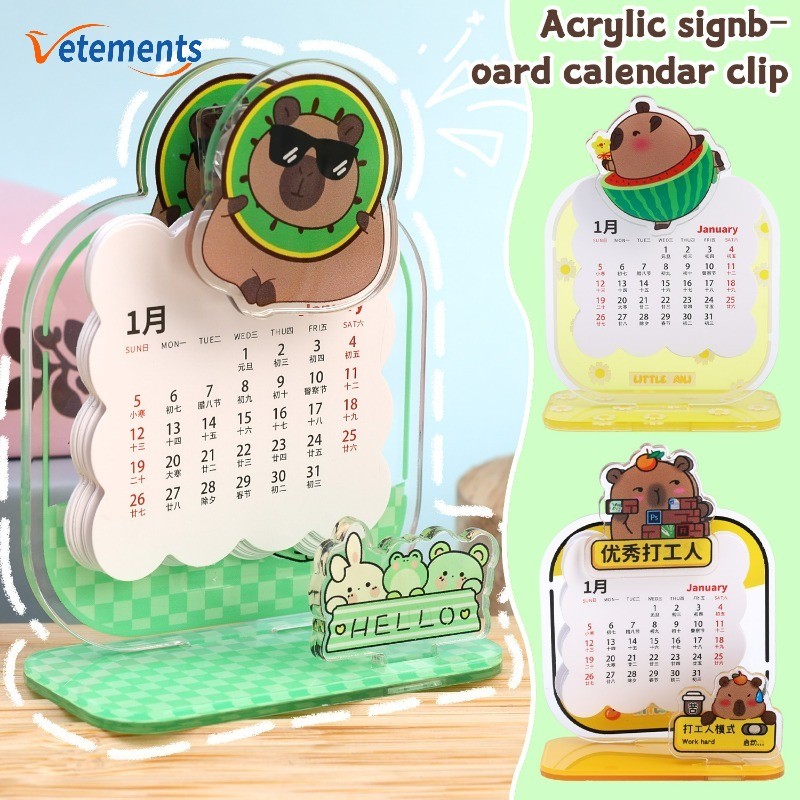 2025 Capybara Acrylic Yearly Calendar Clips - Mini Transparent Daily ...