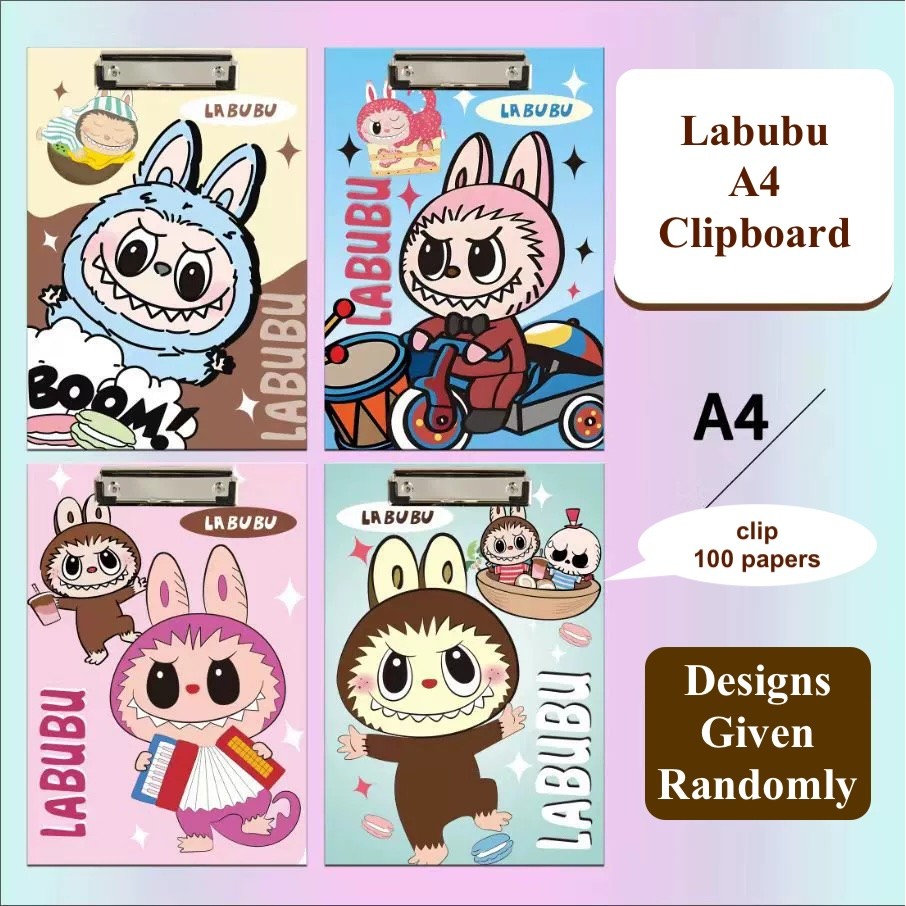 Cartoon LABUBU A4 Clipboard File Folder Writing Pad Goodie Bag Filler ...