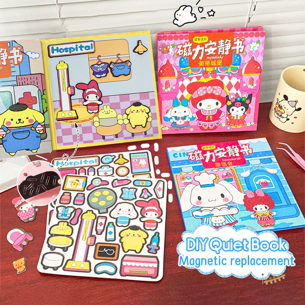 MD Cartoon Magnetic Quiet Book No Cut Quiet Book DIY Paper Doll House ...