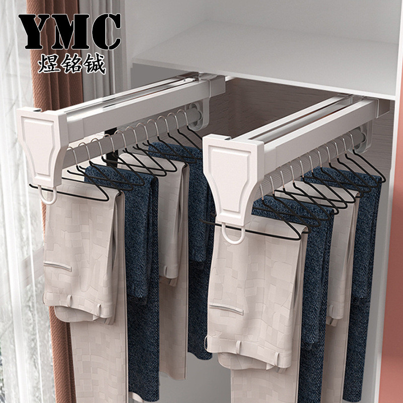 Wardrobe Top Mount Sliding Clothes Rail Storage Hanger Two-in-One ...