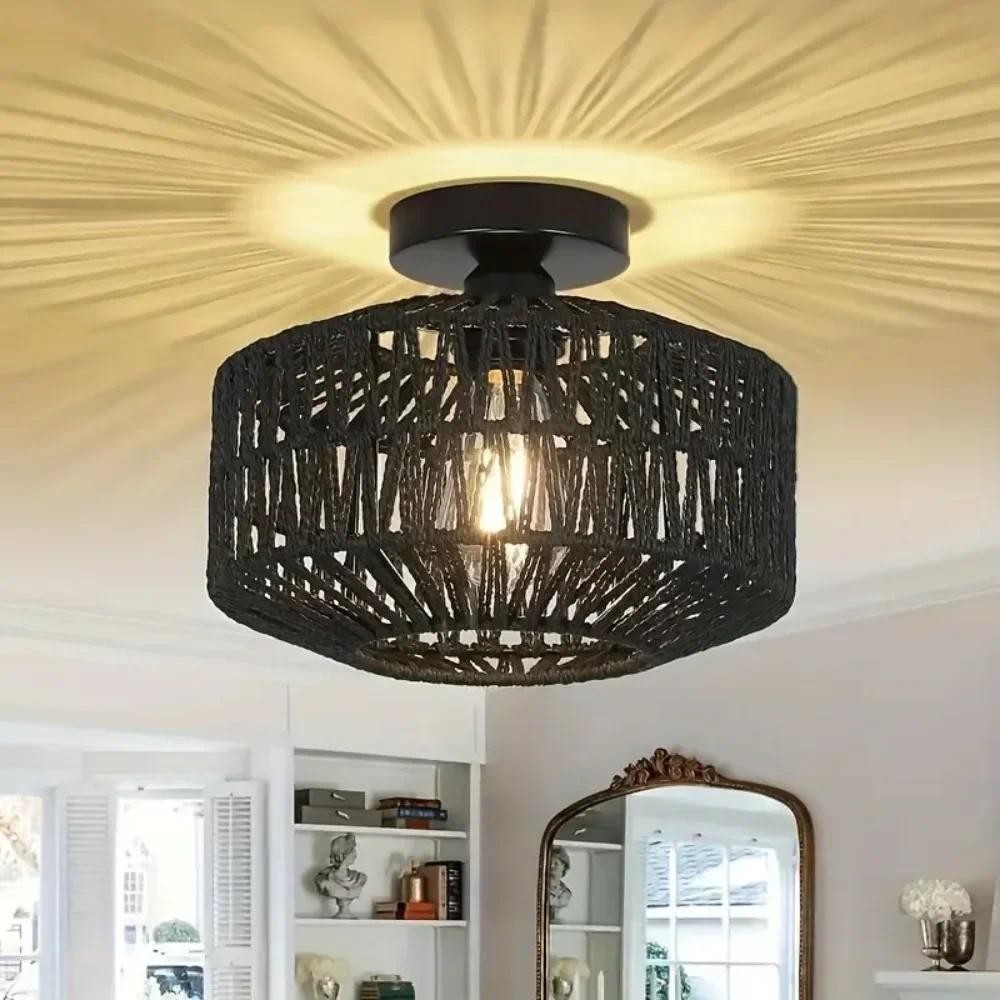 Modern Design Rattan Bohemian Ceiling Light - Rustic Farmhouse Charm ...