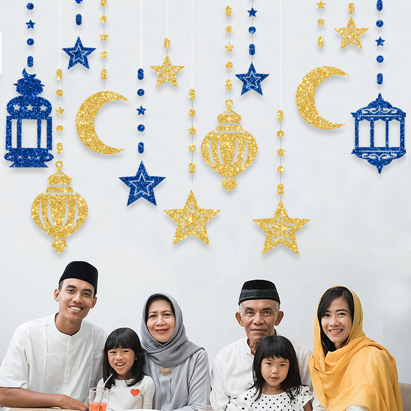 Hot Sale Ramadan Decorations Hari Raya Iridescent Garland Holographic ...