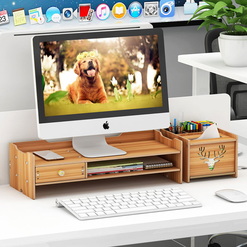 Computer Monitor Elevated Rack Drawer Storage Box Office Desk Surface ...