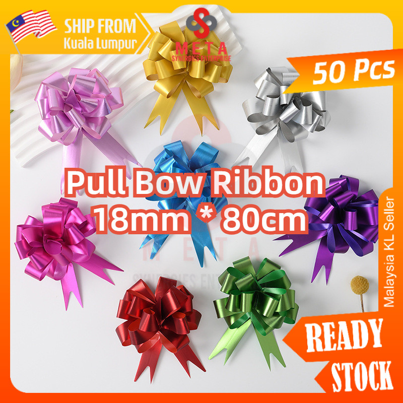 [50pcs] Pull Bow Ribbons Wrapping Pre-tied Bows Birthday Party ...