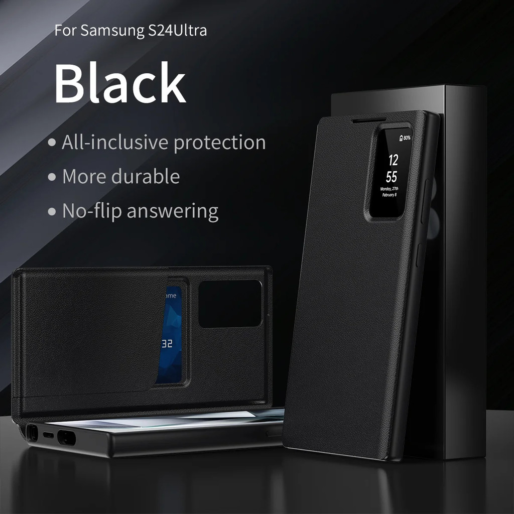 For Original Samsung Galaxy S24 S23 S22 S25 Ultra S-View Flip Smart ...