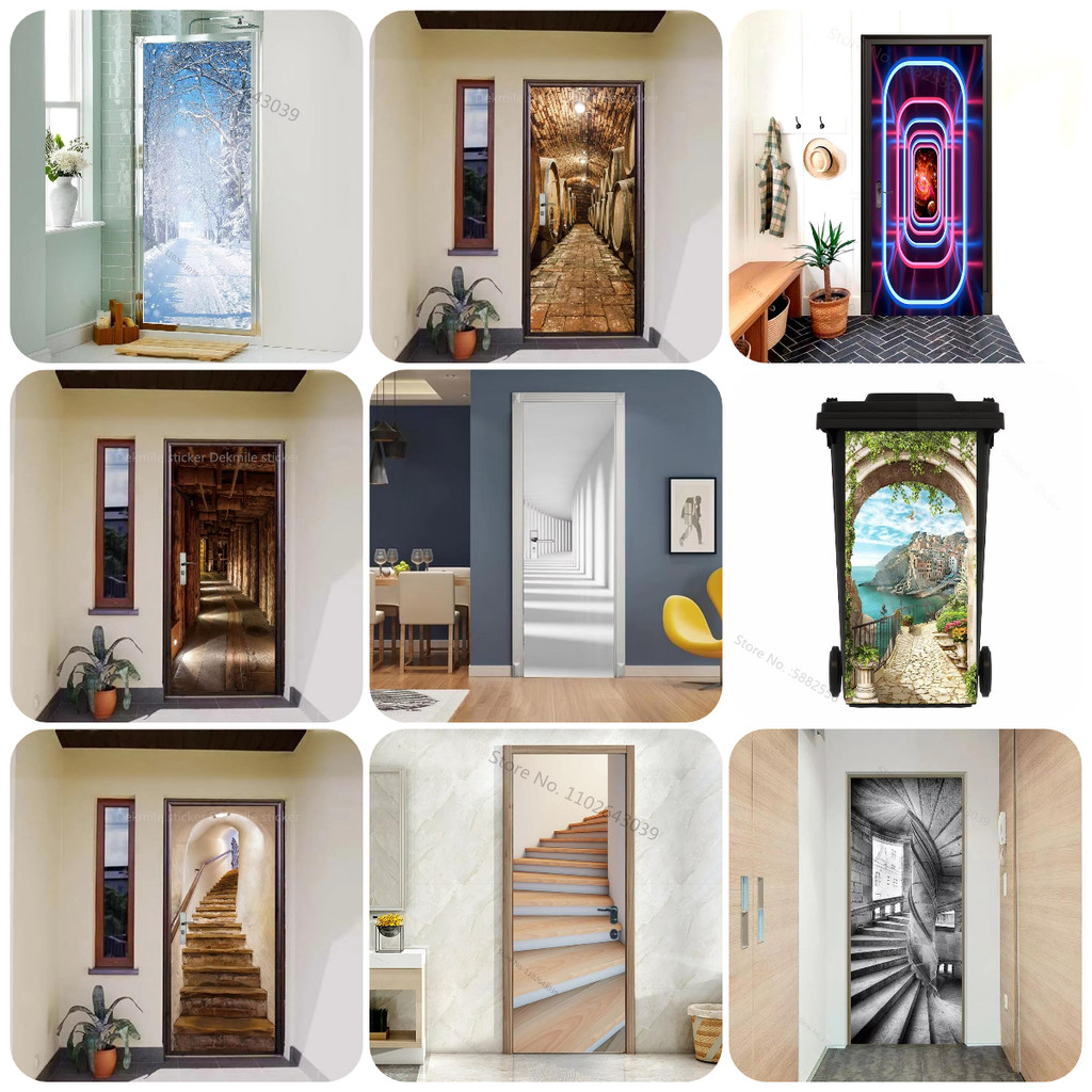 Personalized Style Door Sticker Self-adhesive Detachable Wallpaper ...