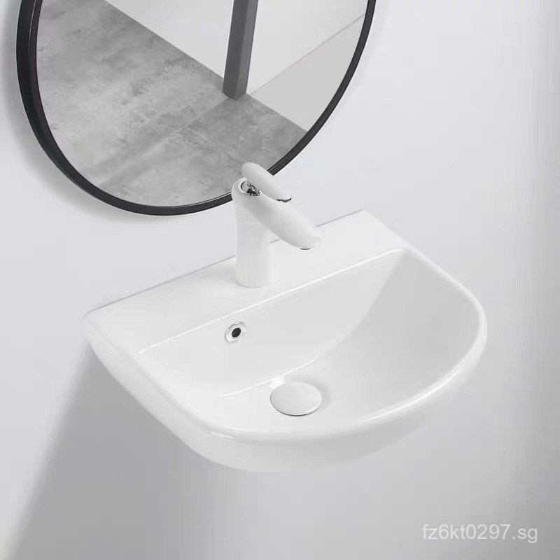 Small Apartment Ceramic Wall-Mounted Basin No Splash Water Wash Basin ...