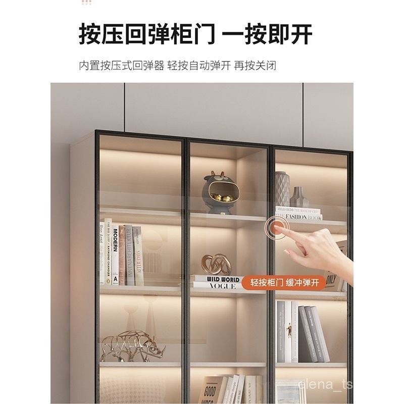 Solid Wood Bookcase Integrated Wall Bookcase with Glass Door Fully ...