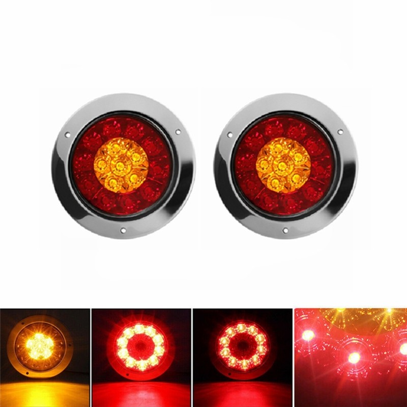 12V-24V Truck 16LEDs Turn Light Round Rear Brake Lamp Tail Stop Lamp ...