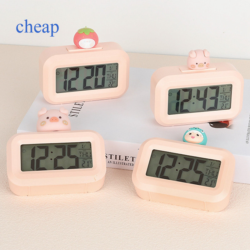 Cute Cartoon Mini Digital Alarm Clock Backlight Mute Calendar Clock ...