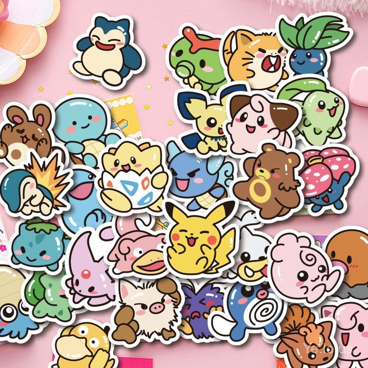 100PCS Pokemon Stickers Pikachu Psyduck Squirtle Scrapbook Sticker ...