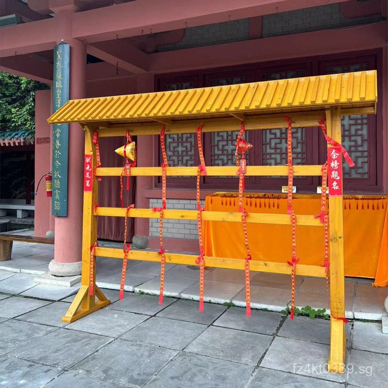 Display Wishing Scenic Area Stand Temple Solid Wood Frame Hanging Decor ...
