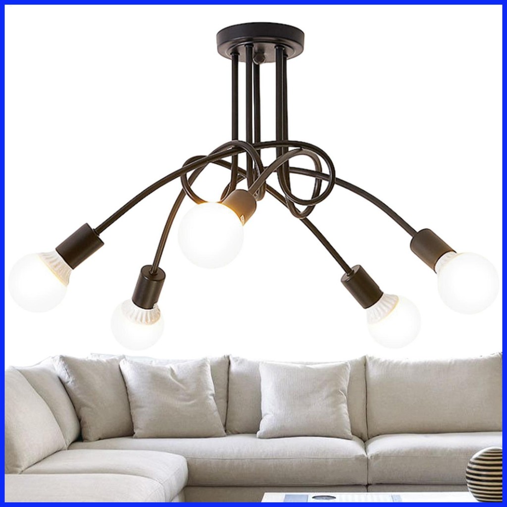 5 Light Chandelier Black Modern Over Table Light Fixture Adjustable ...