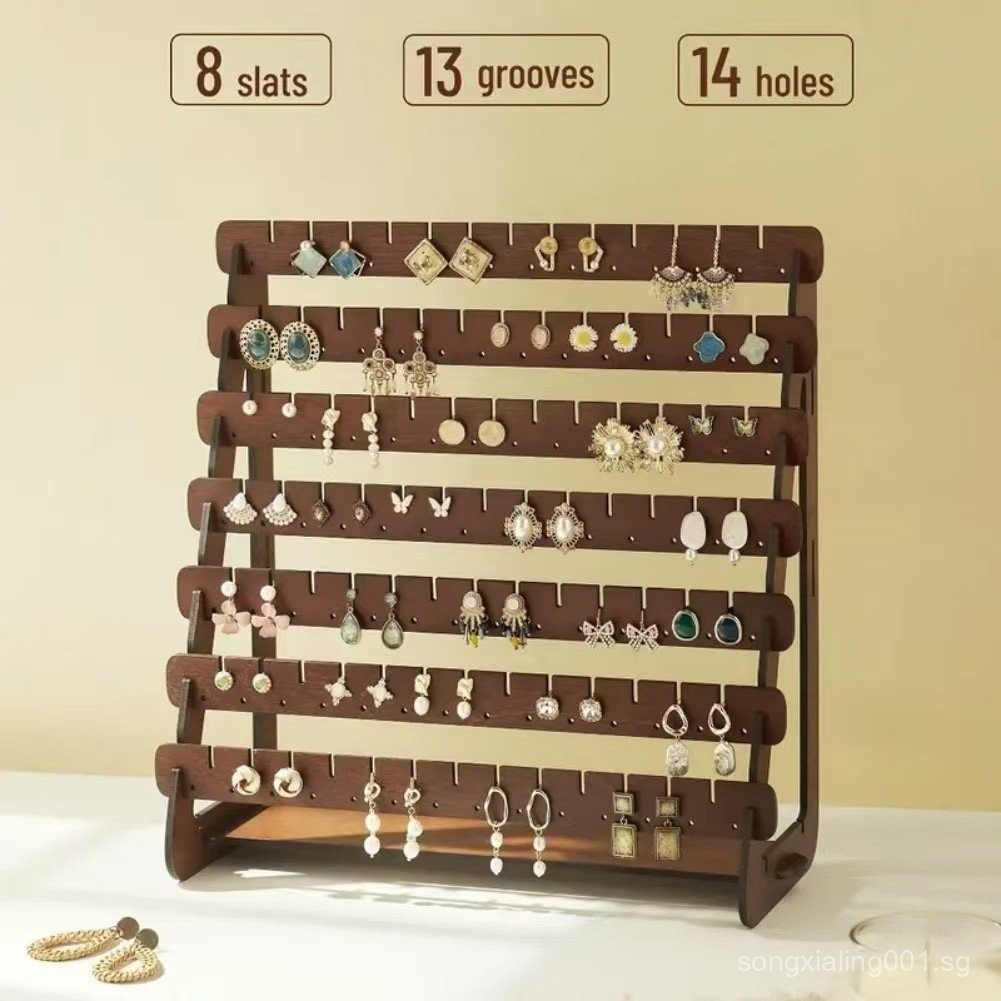 Jewelry Display Stand Solid Wood Vertical Multi-Layer Stall Earring ...