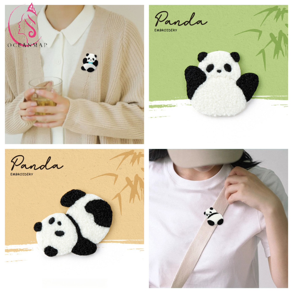 OCEANMAP Panda Brooch, Cute Cartoon Embroidery Panda Pin, Creative ...