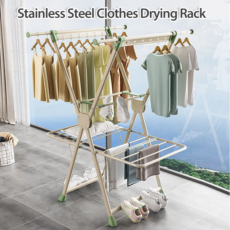 【SG stock】cherry™Stainless Steel Clothes Drying Rack Foldable Clothes ...