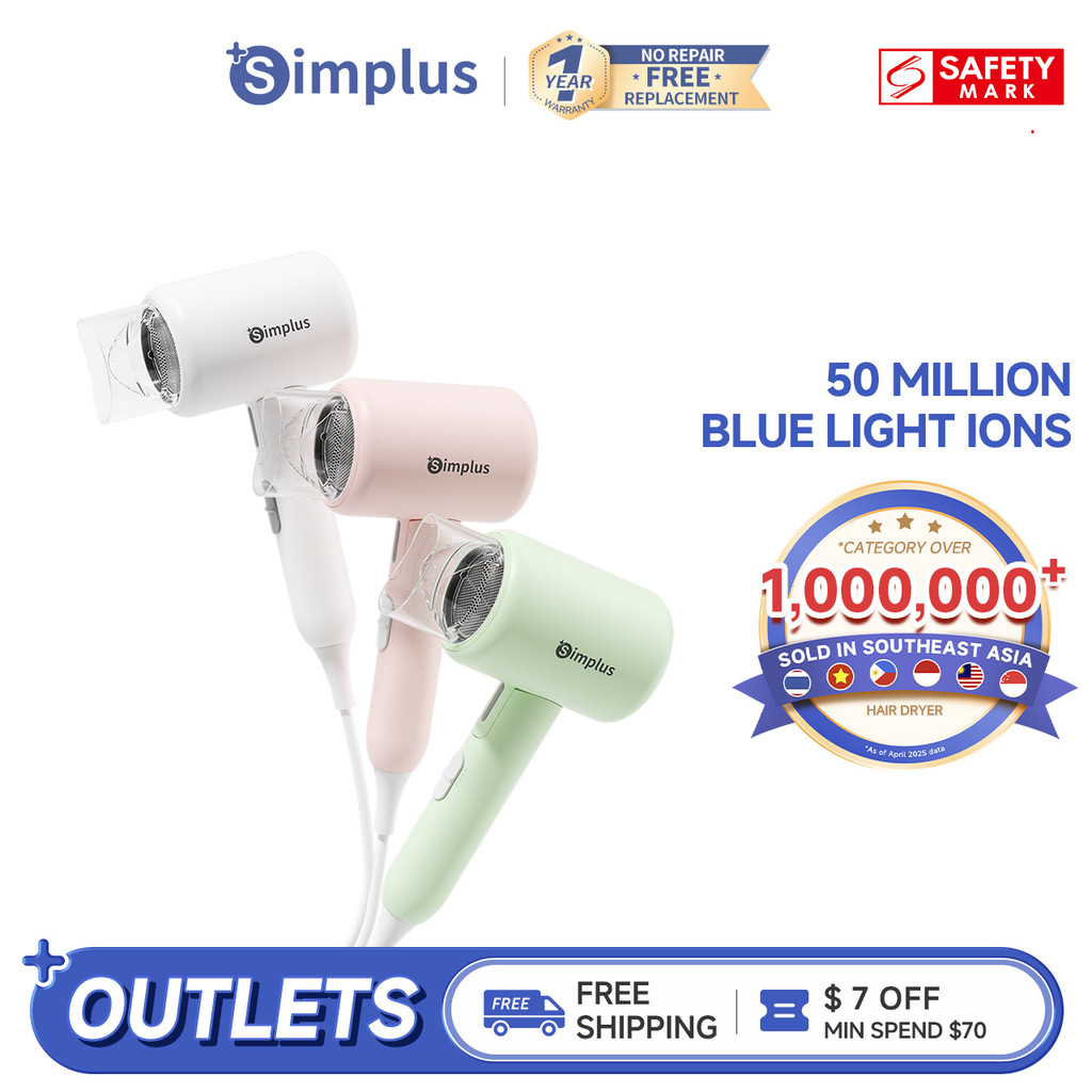 Simplus Hair Dryer Foldable Design Ionic Hair Care 1250W Power 3 ...